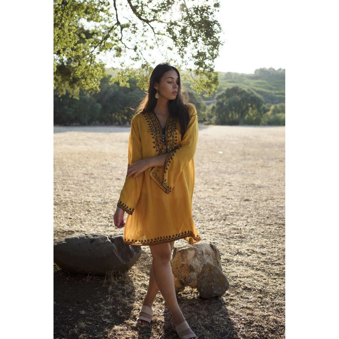 Mustard Yellow Nadia Tunic Dress - Moroccan Tunic | Maison De Marrakech